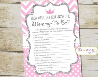 Gold and Pink Baby Shower Game How Well Do You Know Mommy to | Etsy
