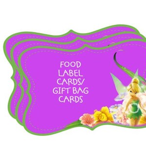 INSTANT DOWNLOAD Tinker Bell Labels Cards Birthday Party Food Labels ...