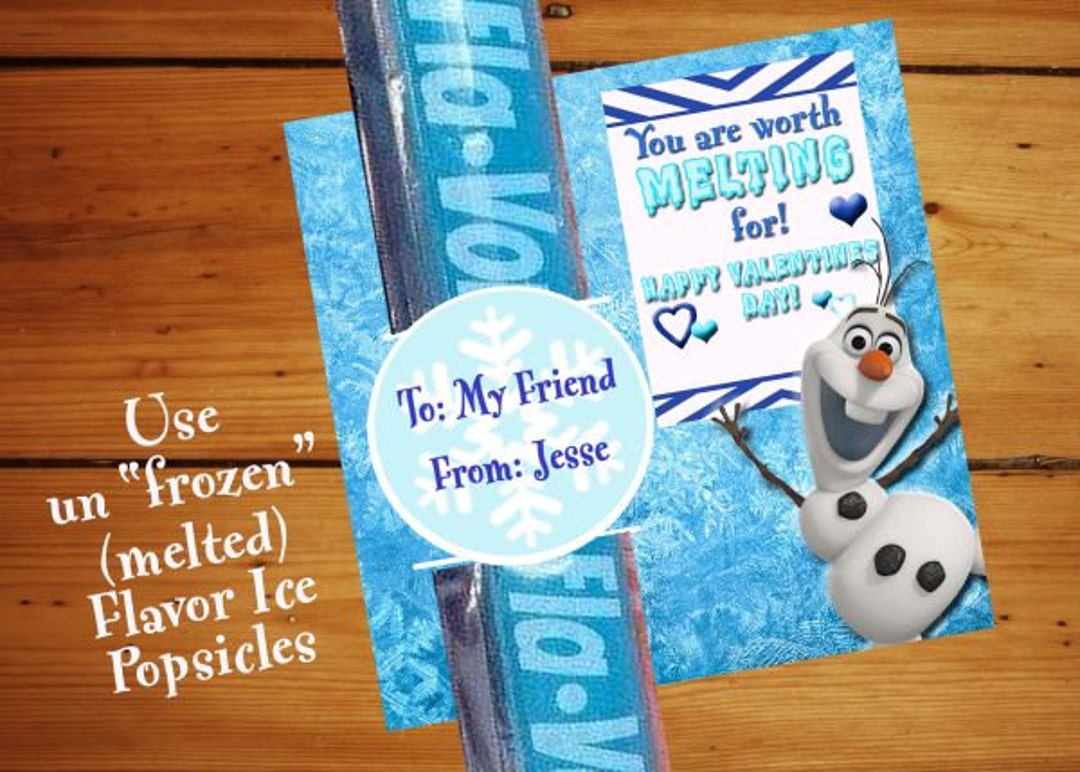 Olaf Valentine, Frozen Valentine, PERSONALIZED Olaf Popsicle Valentine ...