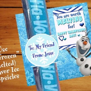 Olaf Valentine, Frozen Valentine, PERSONALIZED Olaf Popsicle Valentine ...