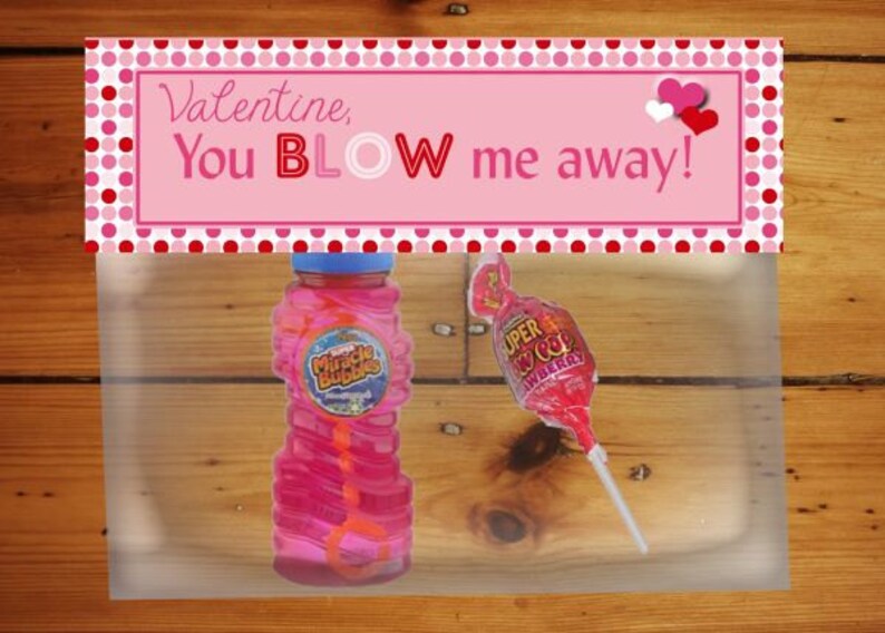Valentine's Day Treat Topper You BLOW Me AWAY Valentine - Etsy