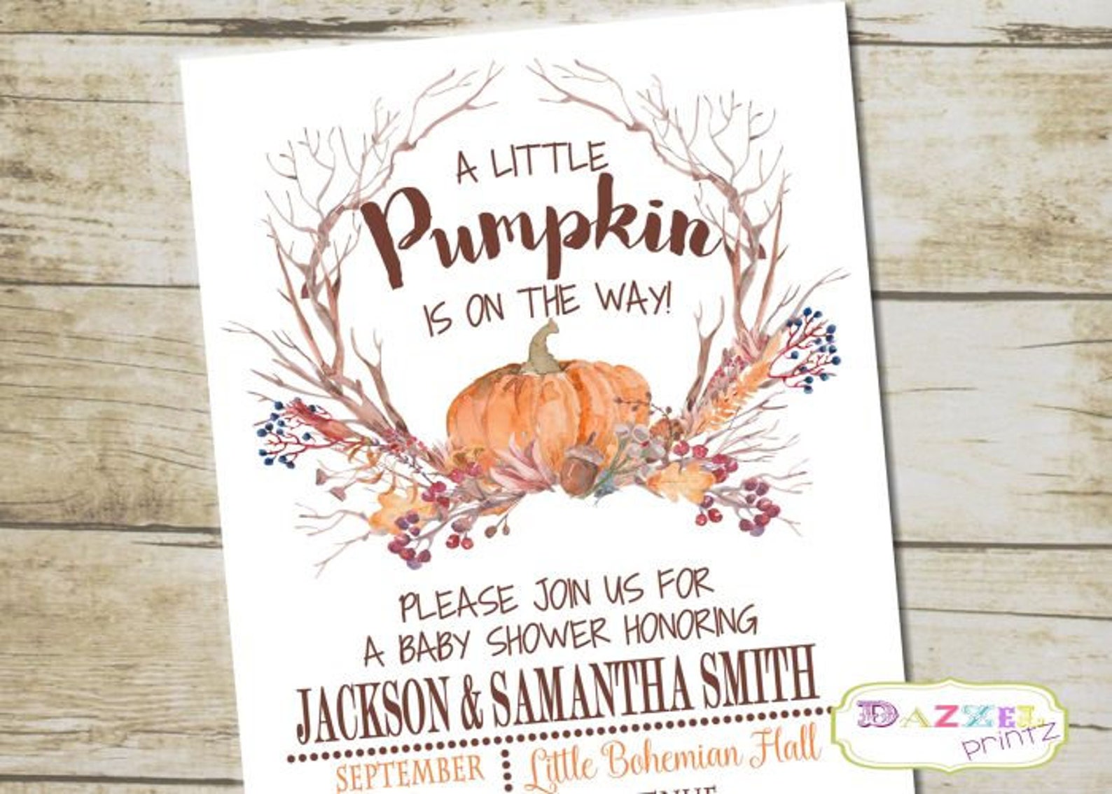 Little Pumpkin Baby Shower Invitation Pumpkin Baby Shower - Etsy