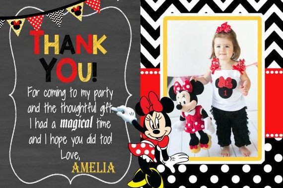 MINNIE MOUSE Thank You Card Minnie Thank You Minnie Birthday - Etsy