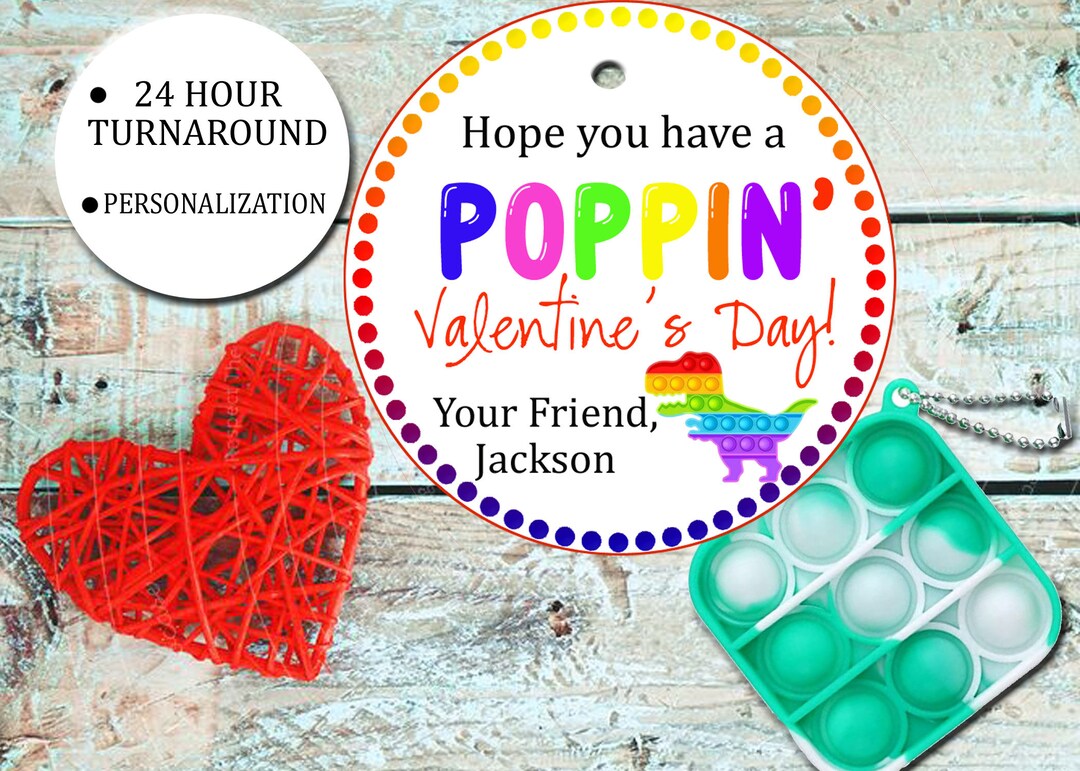 Valentines Pop It Gift Tags Topper, Poppin Valentine's Day Party Favors ...