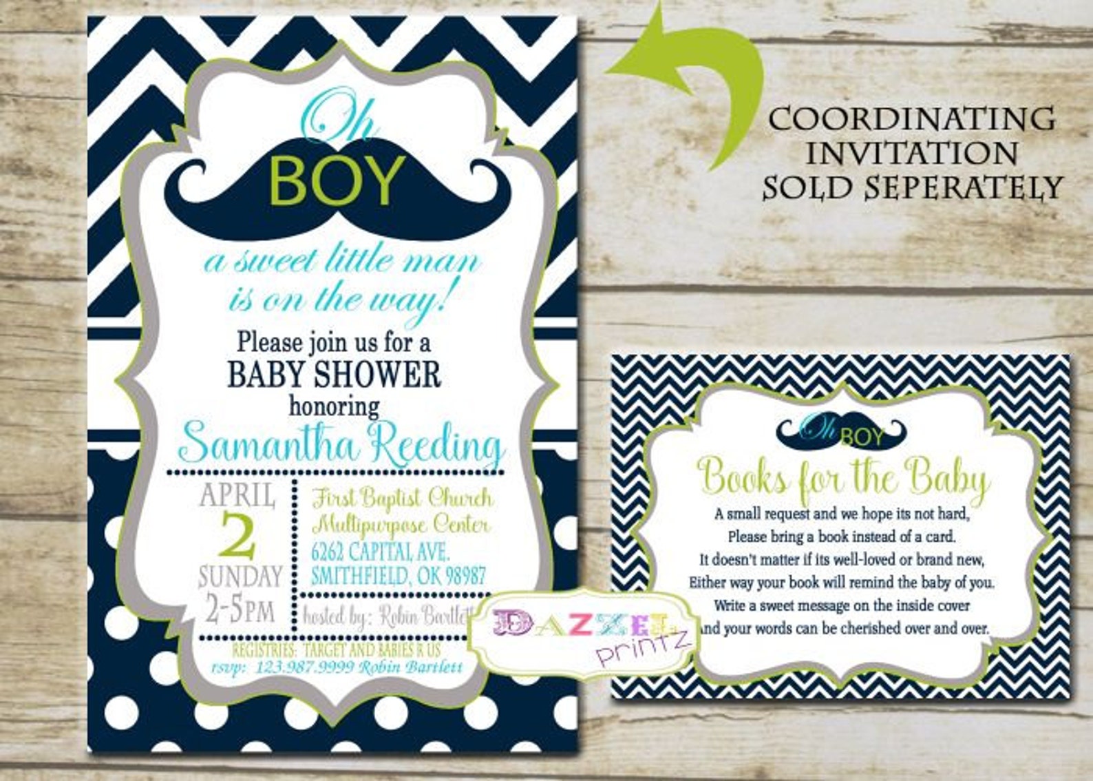 Little Man Mustache Books for Baby, Mustache Baby Shower Bring Book ...