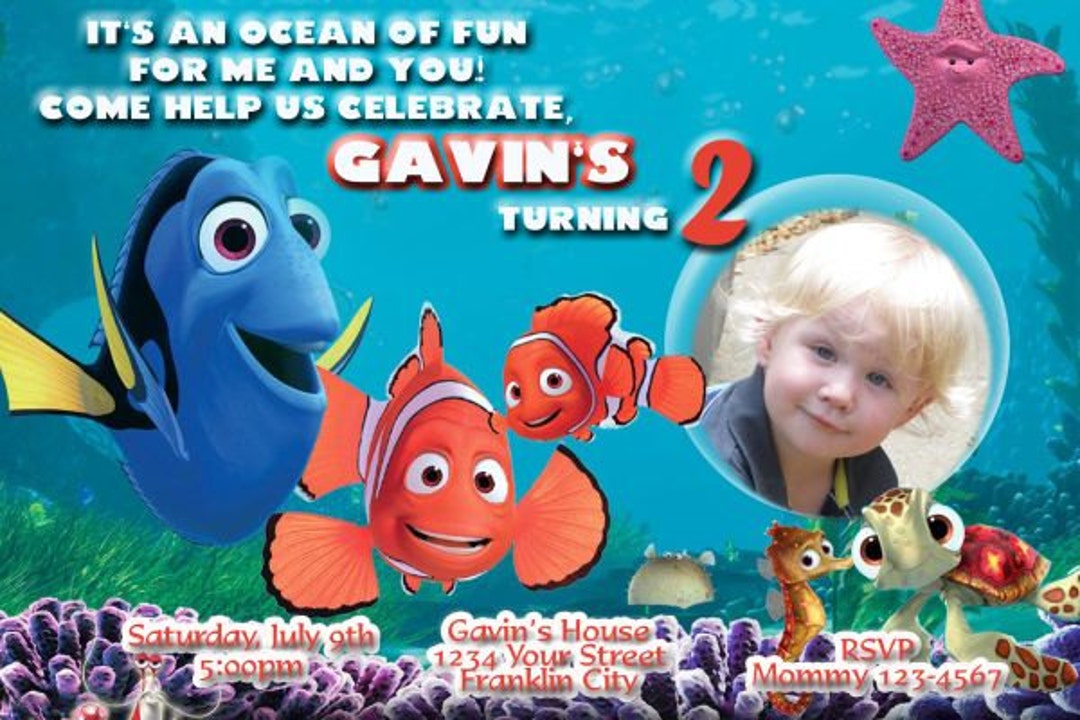 Finding Nemo Invitation Finding Nemo Birthday Party Invitation Digital ...
