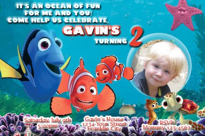 Finding Nemo Invitation Finding Nemo Birthday Party Invitation Digital ...
