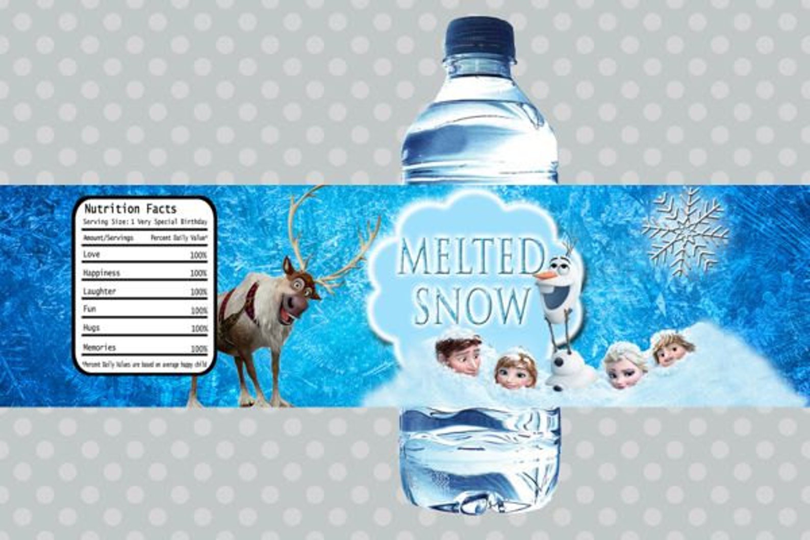 Frozen Water Bottle Labels Birthday Party INSTANT DOWNLOAD Digital File ...