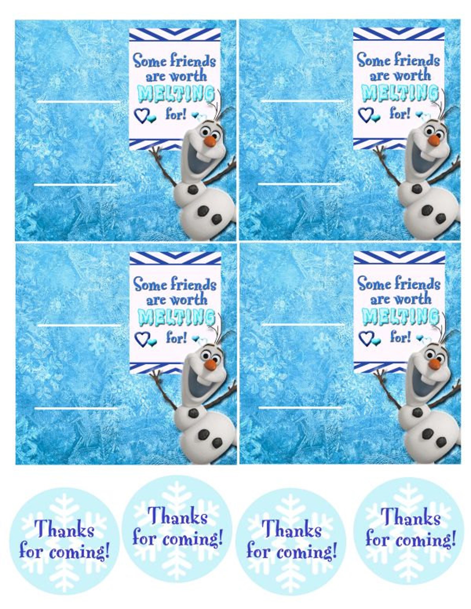 Olaf Party Treat Frozen Birthday Party Favor Olaf Popsicle - Etsy