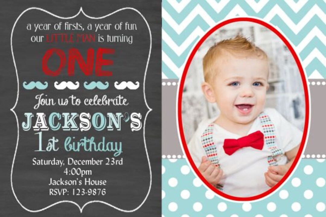 Little Man Birthday Invitation, Boys Little Man First Birthday ...