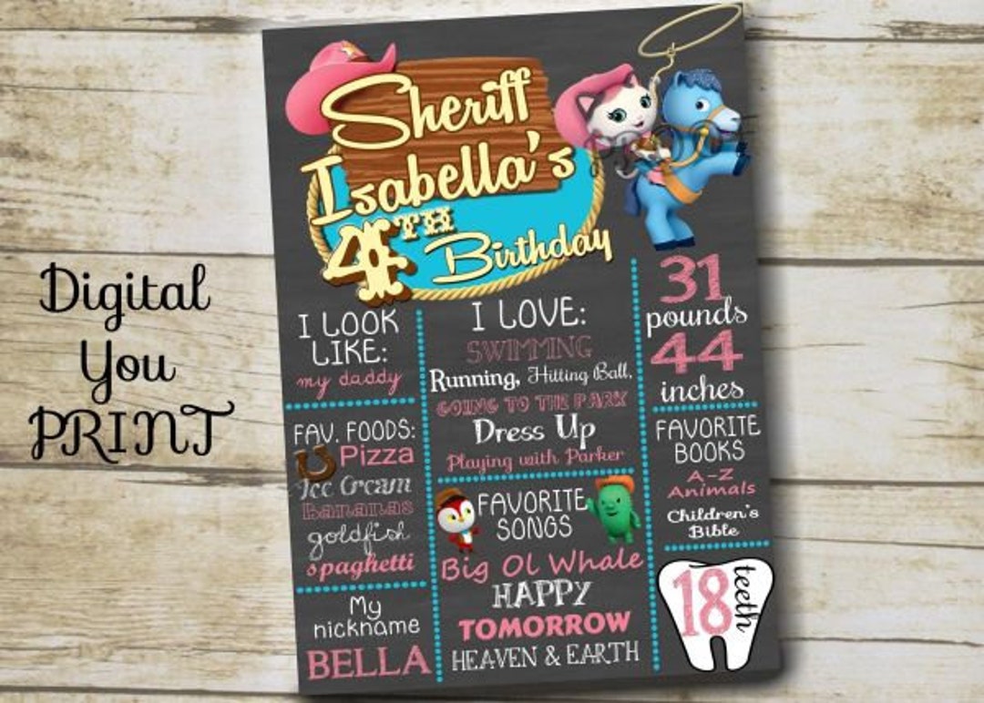 Sheriff Callie Chalkboard Sign, Birthday Poster Chalkboard Sign ...