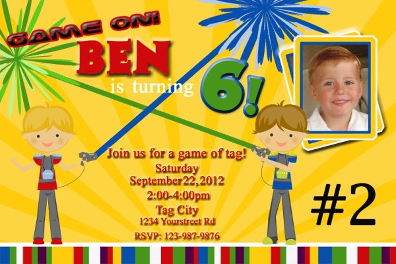 Laser Tag Game Birthday Invitation You Print Digital 4x6 | Etsy