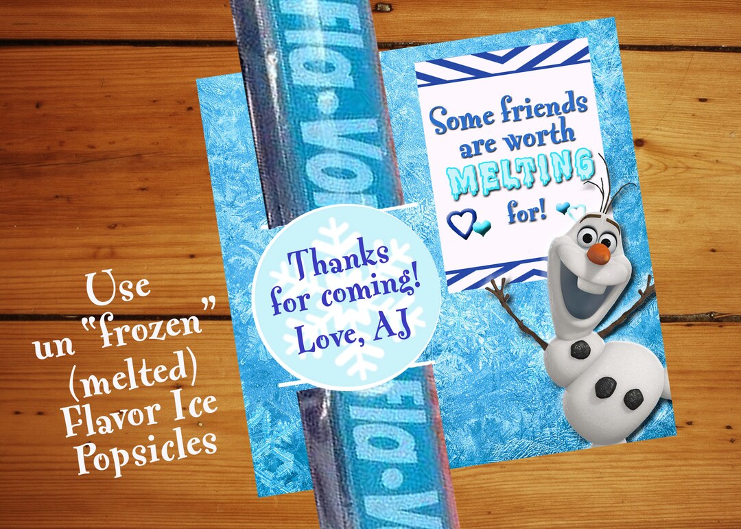 Olaf Frozen Popsicle Party Favor Gift, PERSONALIZED Olaf Popsicle ...