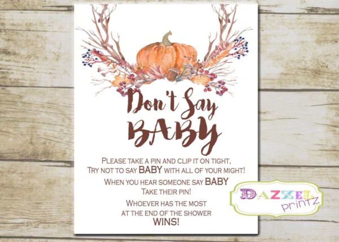 Little Pumpkin Baby Shower No digas juego de bebé, No digas letrero de ...