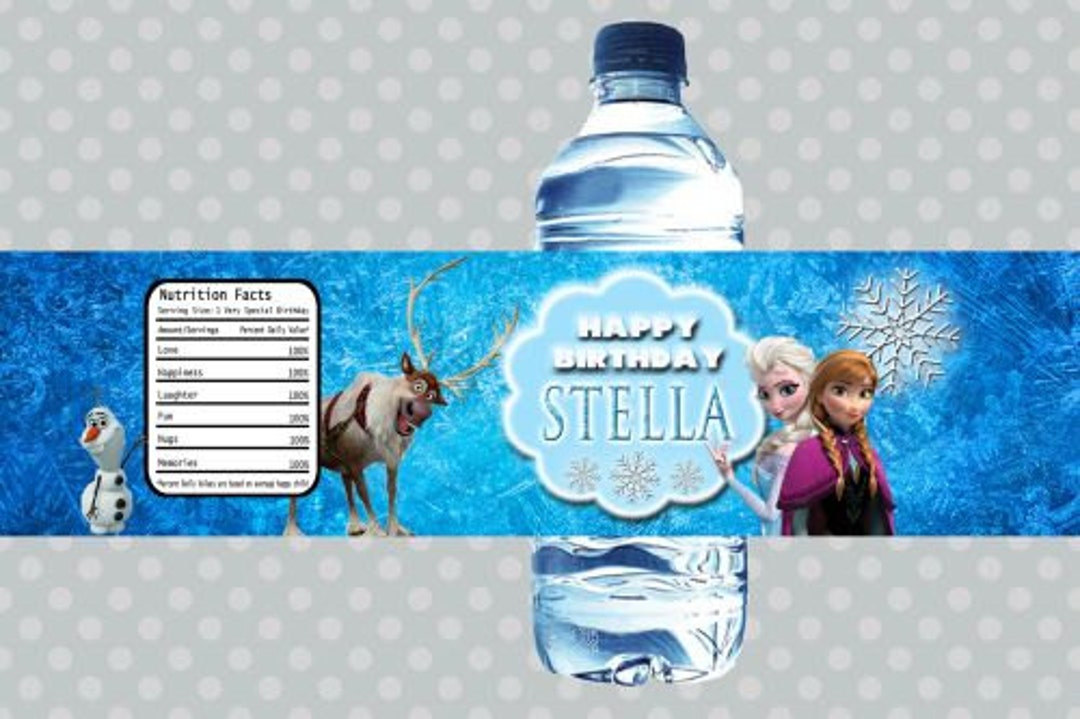 Frozen Water Labels Bottle Labels Birthday Party Digital - Customized ...