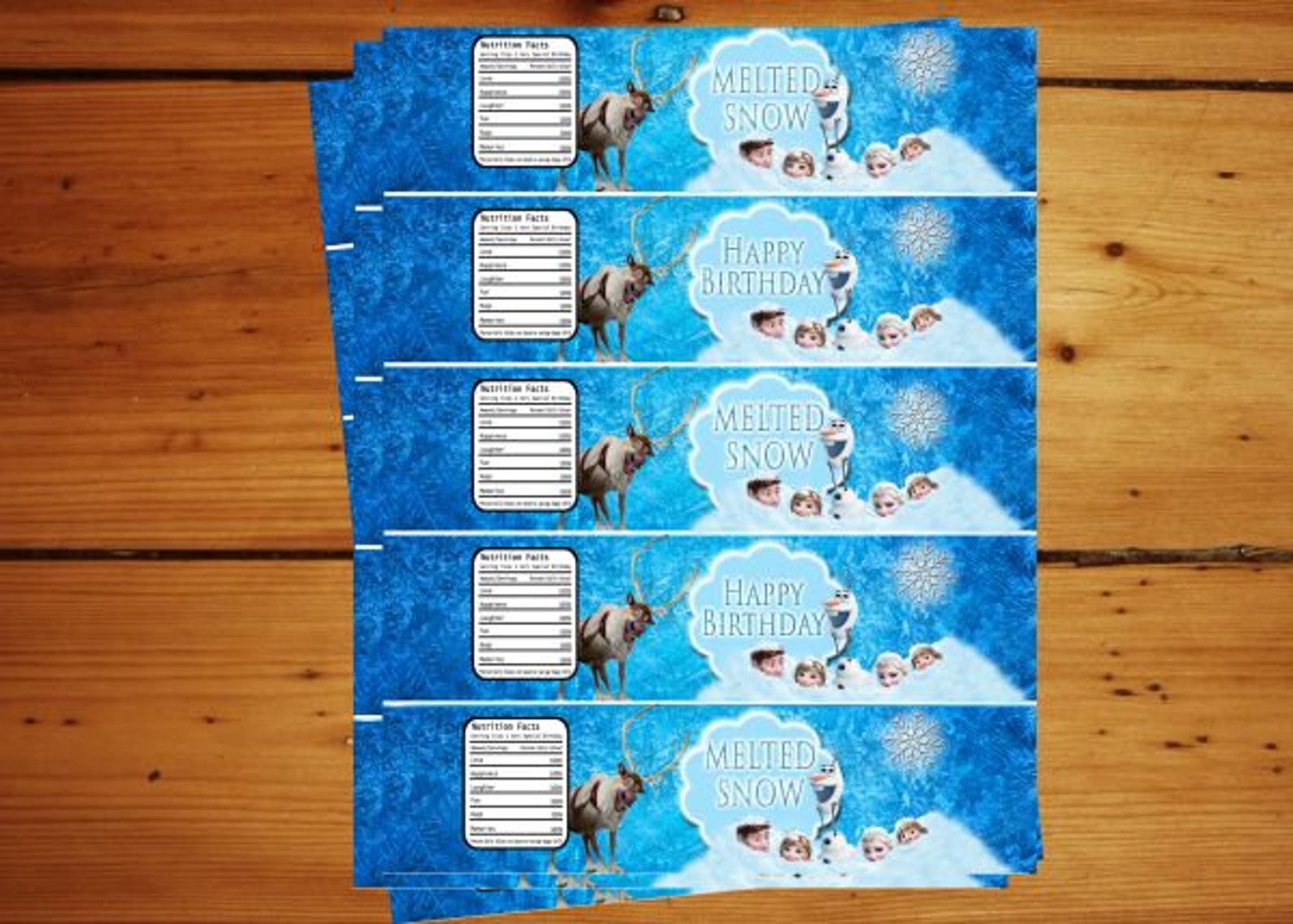 Frozen Water Bottle Labels Birthday Party INSTANT DOWNLOAD Digital File ...