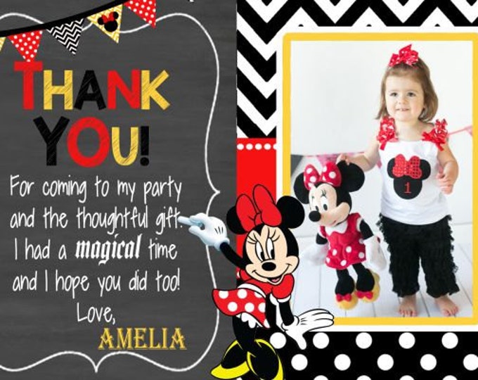 Minnie Mouse Thank You Cards, Minnie Mouse, Thank You Notes, Red and ...