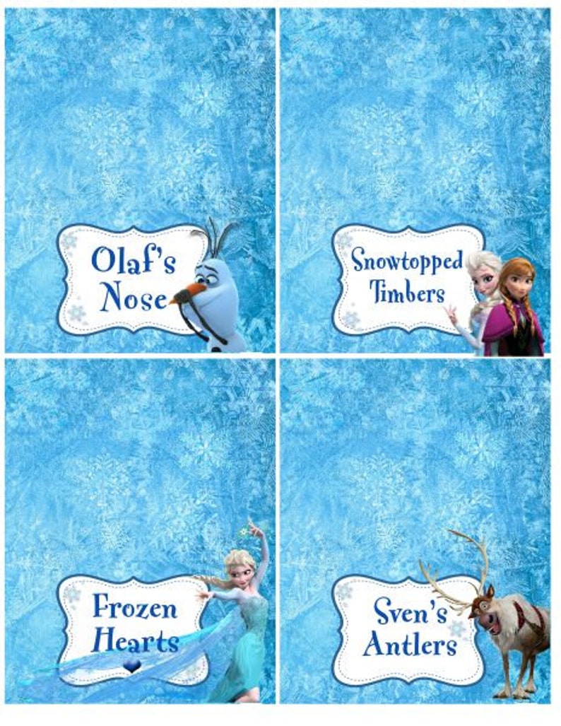 Frozen Food Cards Frozen Tent Cards Frozen Table Cards - Etsy