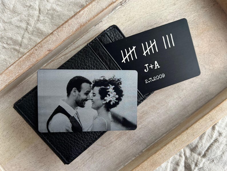 Engraved Picture Metal Wallet Card Insert Gift for Him | Personalized ...