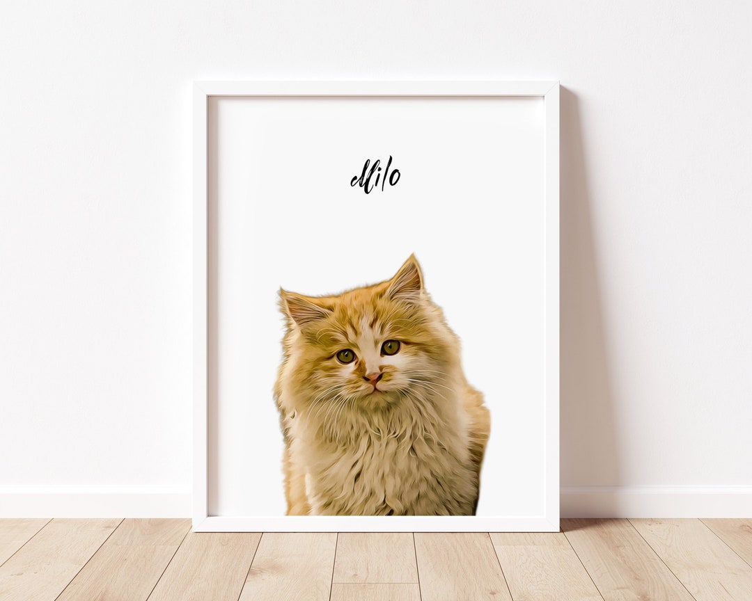 Personalized Cat Portrait Frame | Cat Lovers Gift | Pet Memorial Gift ...