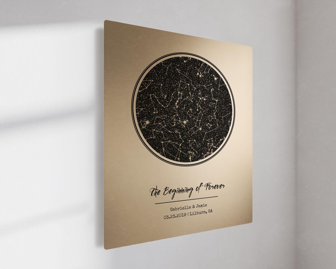 Custom Gold Star Map Art - Personalised Night Sky Constellation Print ...