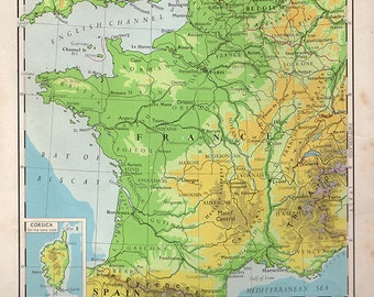 1950s Map of France - Etsy Australia