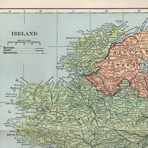Map of IRELAND, 1936 Atlas Antique Map, Nz Map, Dublin Map Decor - Etsy