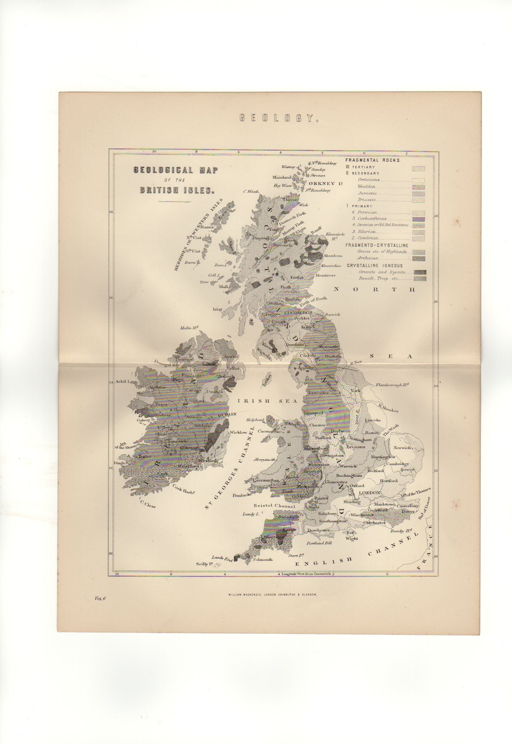 Beautiful Map of BRITISH ISLES 1902, Geological Atlas Antique Map, UK ...