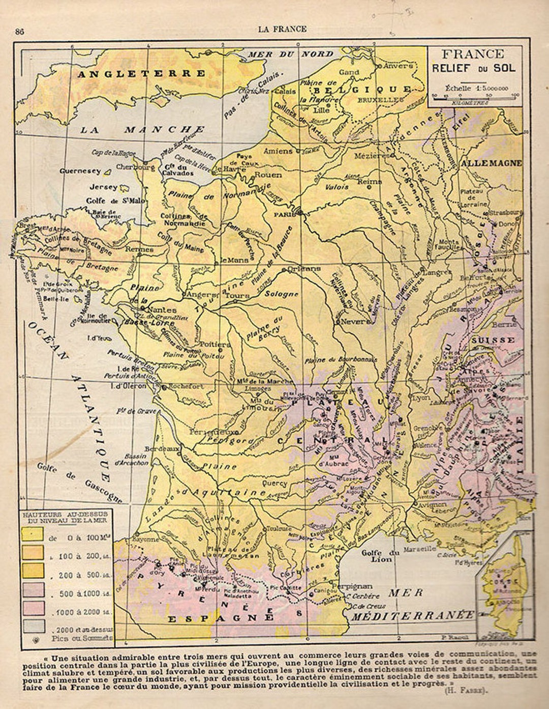 Medium French Map of France, 1907 Atlas Antique Map, Bordeaux Map, Map ...