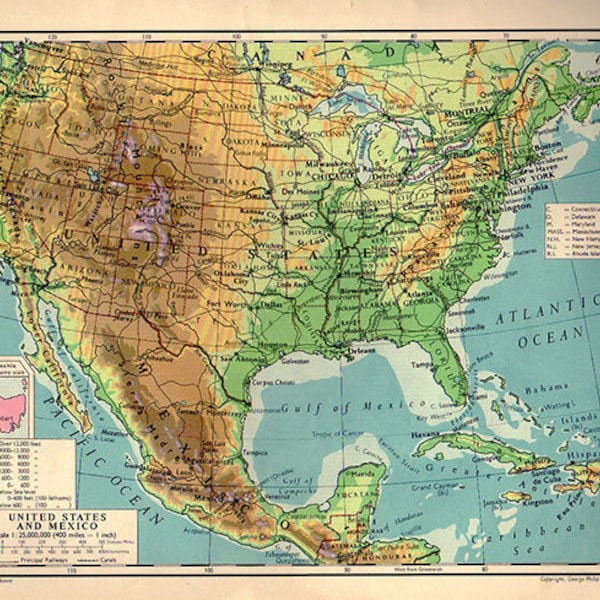 Atlas Map of Mexico - Etsy