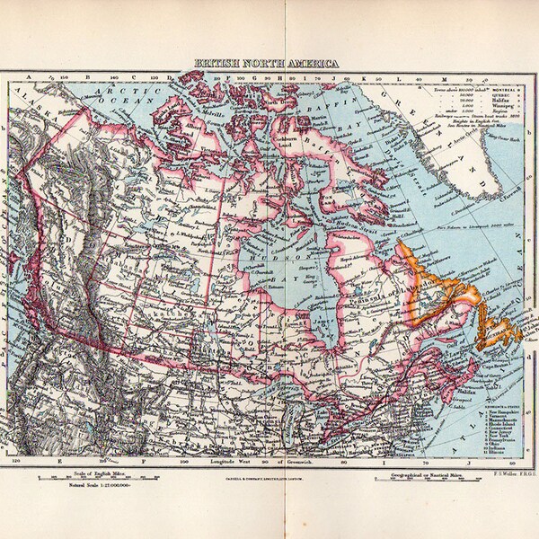 Large Map of British North America Later to Become - Etsy