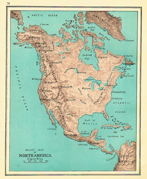 NORTH AMERICA Map, 1940s Countries Nations Atlas Antique Map, 8 1/2 X 7 ...