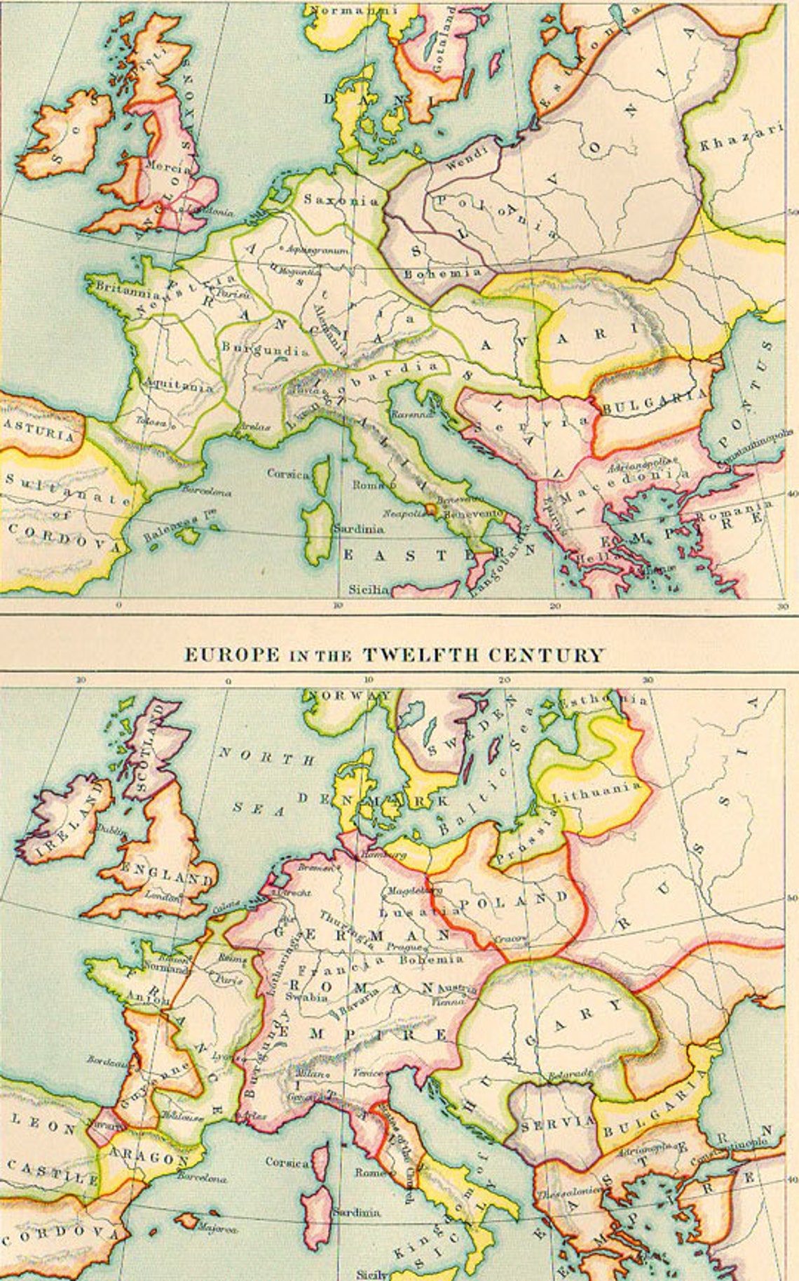 Large Ancient Maps of EUROPE , 1923 Atlas Antique Map, Paris Rome Map ...