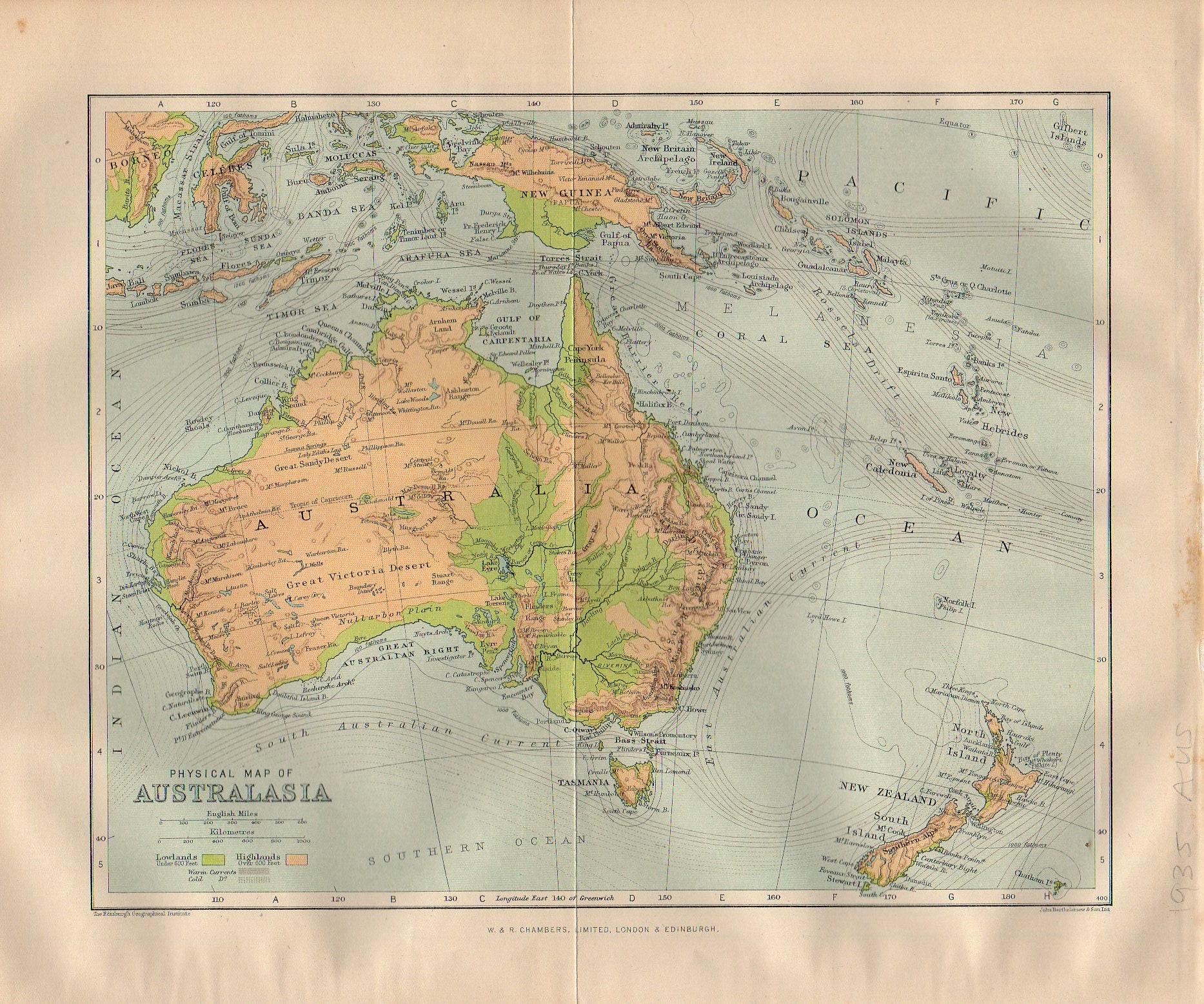 Large Map of AUSTRALASIA AUSTRALIA, 1935 Atlas Antique Map, Sydney ...