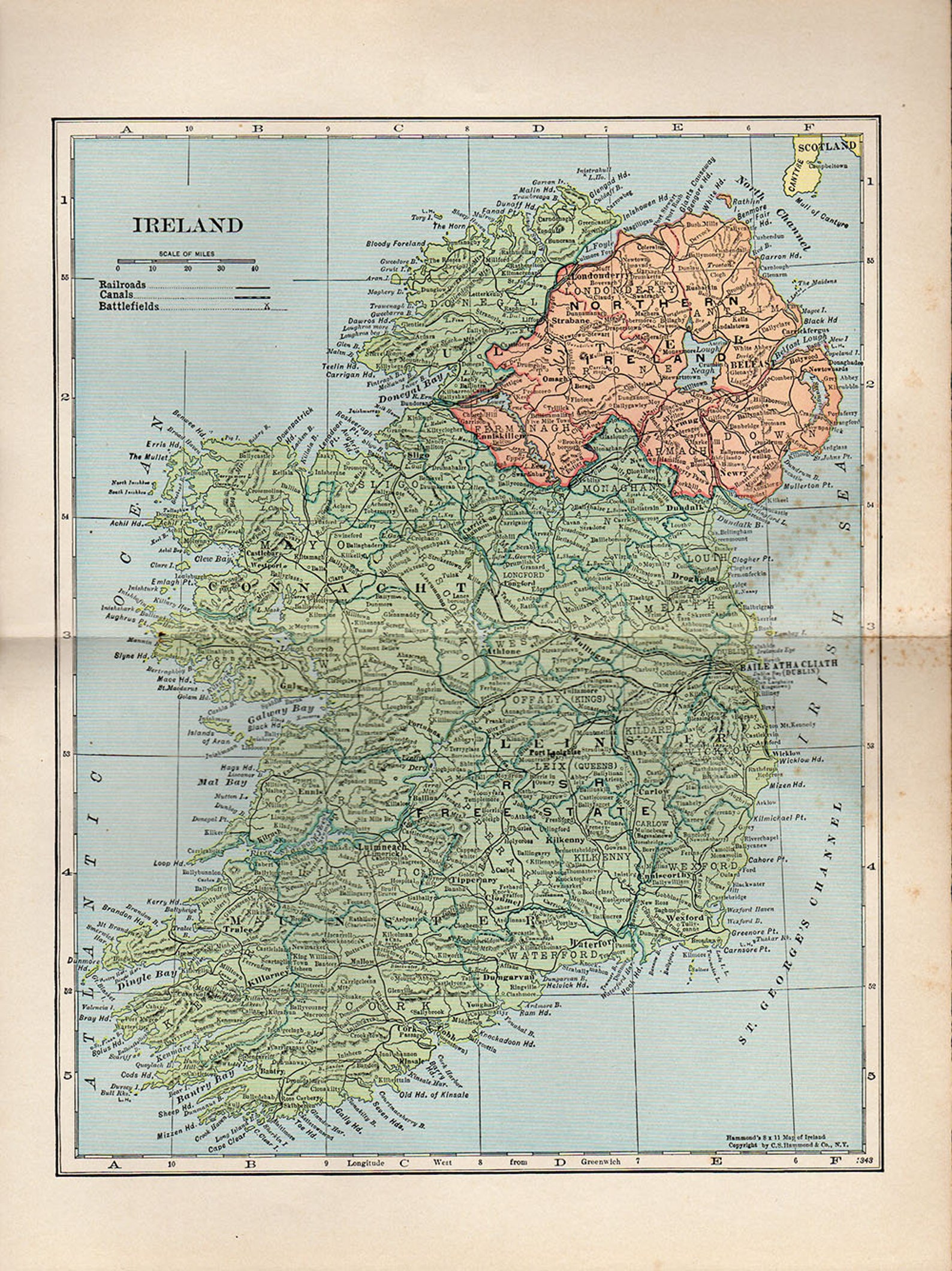 Map of IRELAND 1936 Atlas Antique Map Nz Map Dublin Map - Etsy Australia