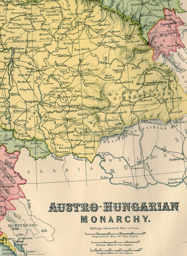 Large Map of AUSTRO HUNGARY Monarchy, 1924 Atlas Antique Map, Royalty ...