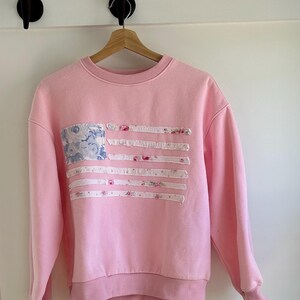 Pink Pullover Sweatshirt With American Flag Applique - Etsy