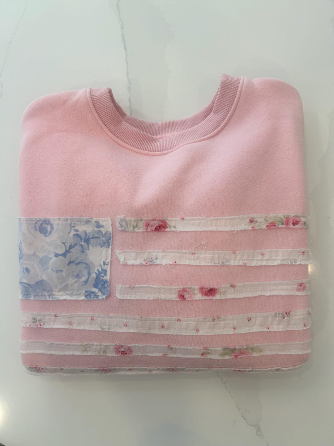Pink Pullover Sweatshirt With American Flag Applique - Etsy