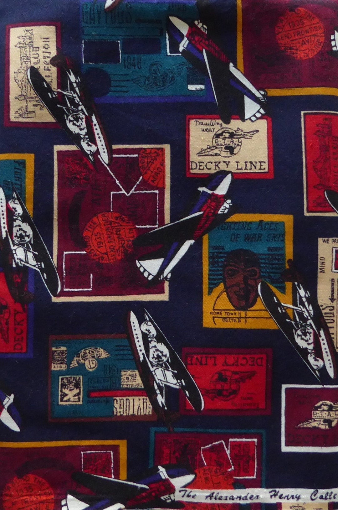 Vintage Airplanes Alexander Henry Collection Cotton Fabric by the Yard ...