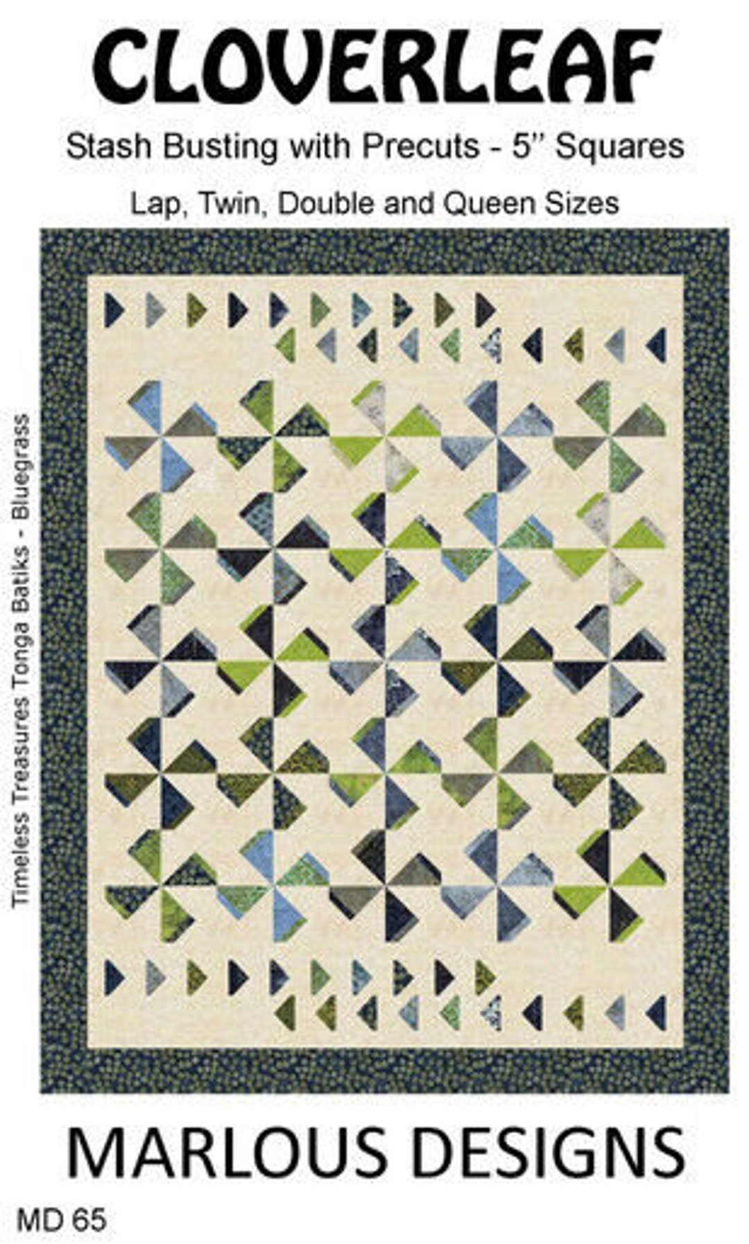 Cloverleaf Quilt Pattern Using 5" Precut Squares, 5 Sizes -marlous ...