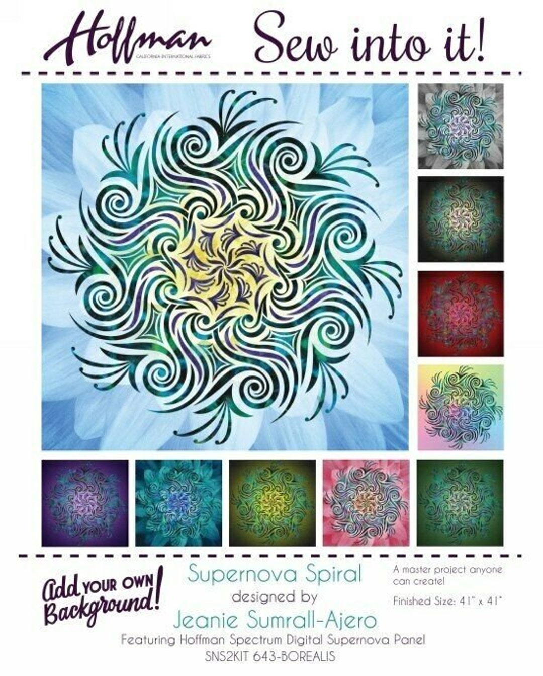 Supernova Spiralborealis Applique Kit by Hoffman of CA. - Etsy