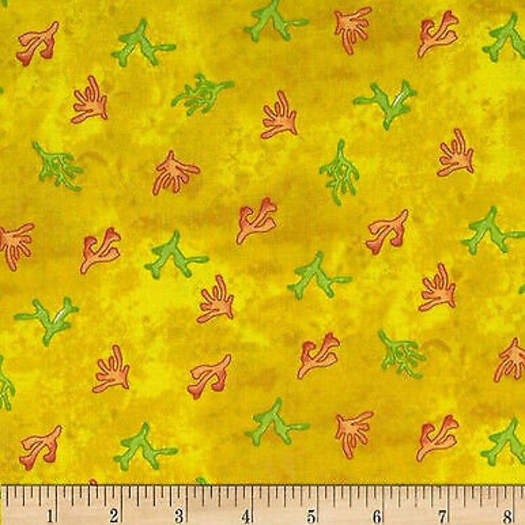 Sea Shanty Seaweed Yellow Cotton Fabric by Clothworks - Etsy