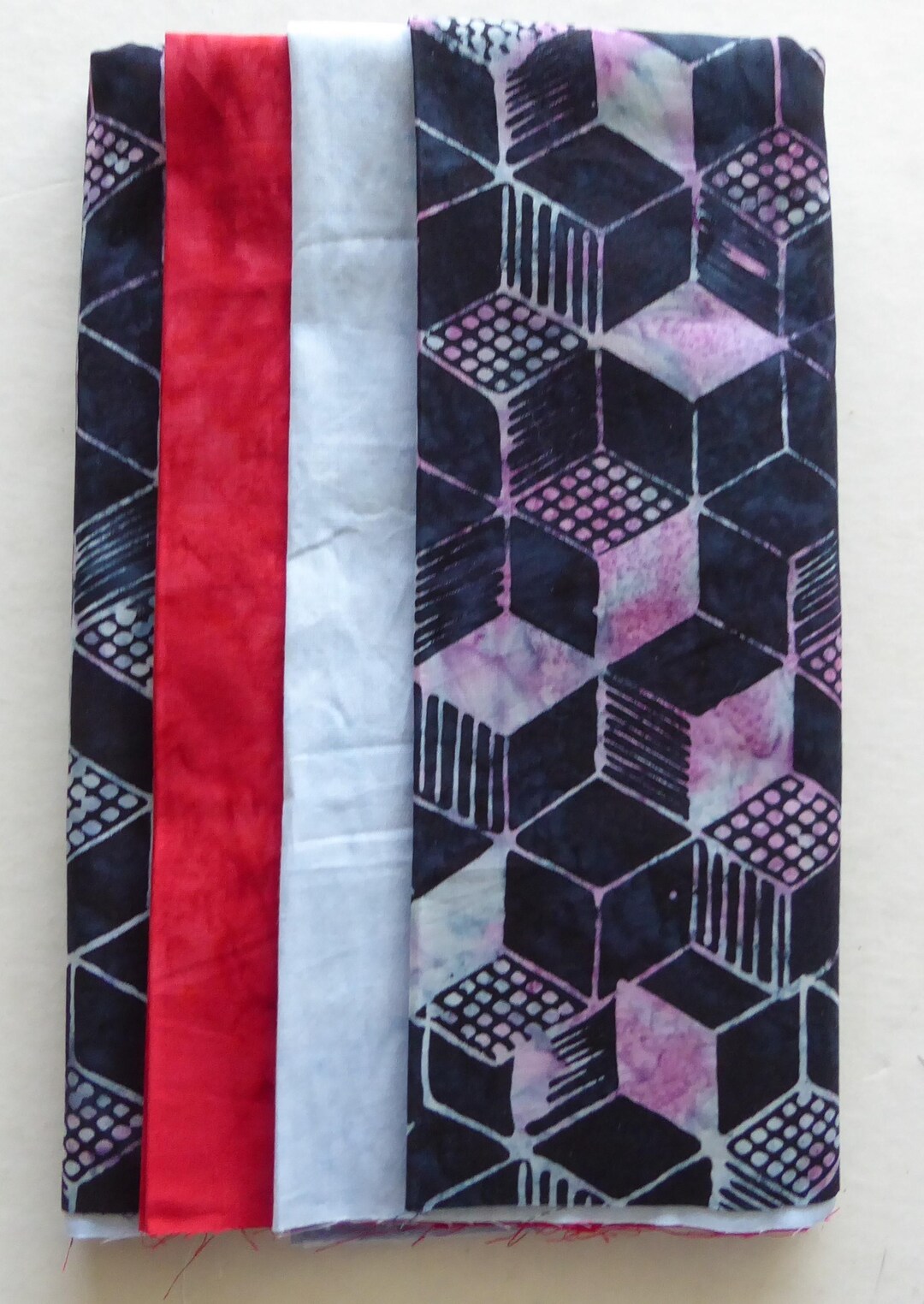 Batik Red Blue Diamonds on Black New Half Yard Plus Bundle - Etsy