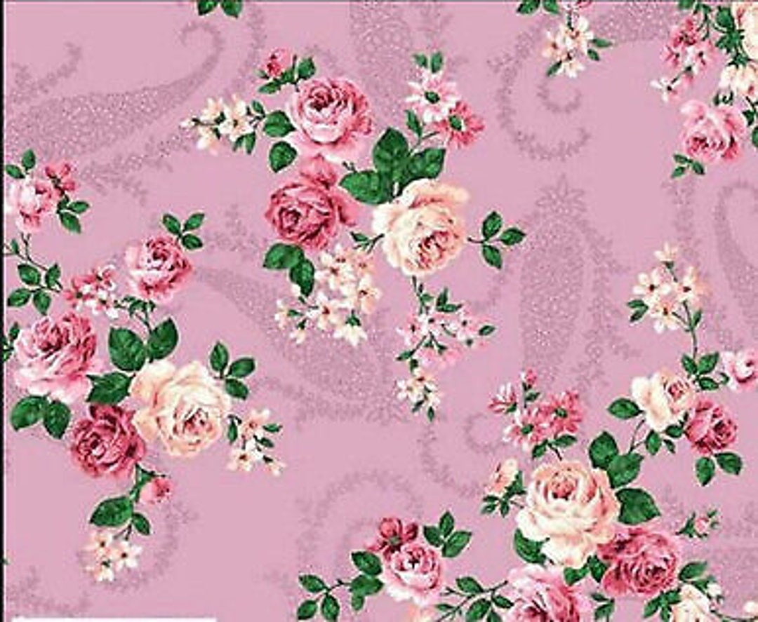Gigi Roses Floral Vintage Medium Rose Bouquets by Stof Fabrics Sold by ...