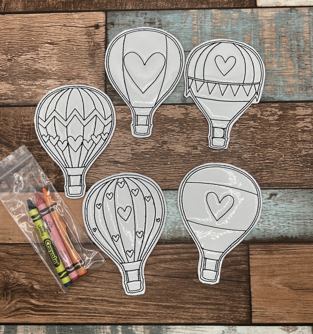 Hot Air Balloon Reusable Vinyl Coloring Pages, Wipe off Dry Erase ...