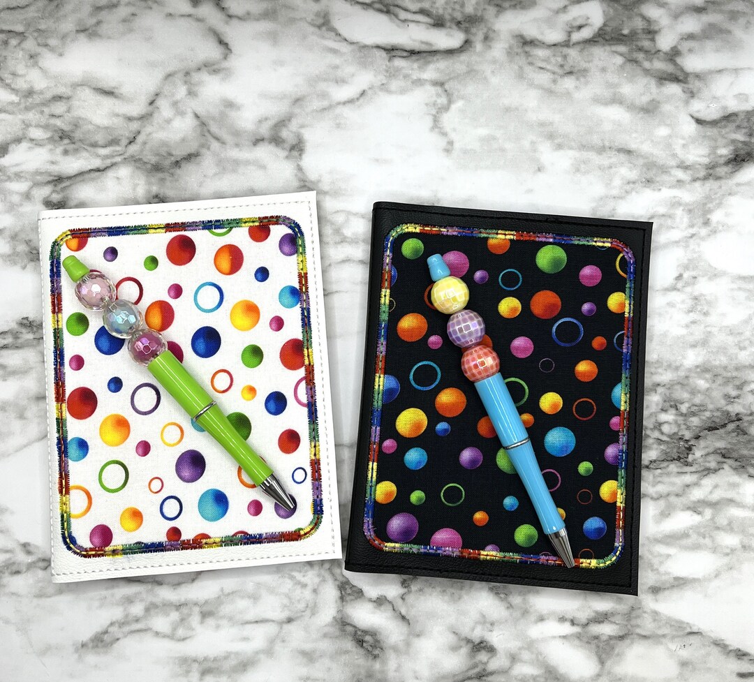 Bubbles, ITH Embroidery Notebook Cover, Silicone Bead Pen, A6, Pocket ...