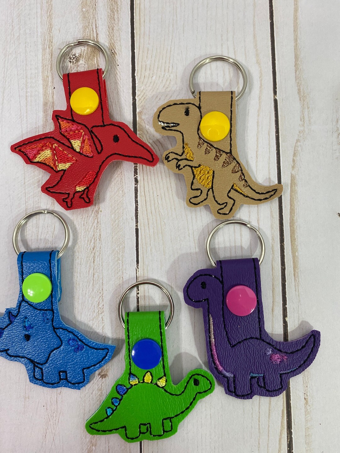 Small Dinosaur Snap Tab Key Fob, Zipper Pull, Vinyl Key Chain, ITH ...