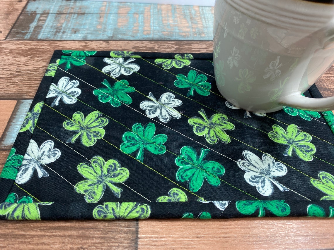 St. Patrick's Day Shamrock Design Mug Rug Table Mat | Etsy