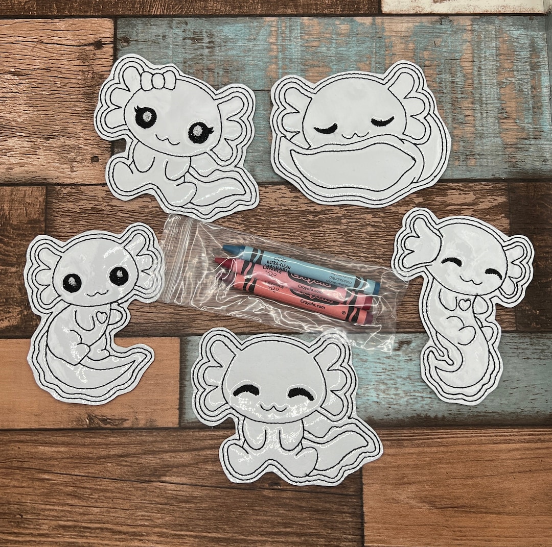 Axolotl Reusable Vinyl Coloring Pages, Wipe off Dry Erase Coloring ...