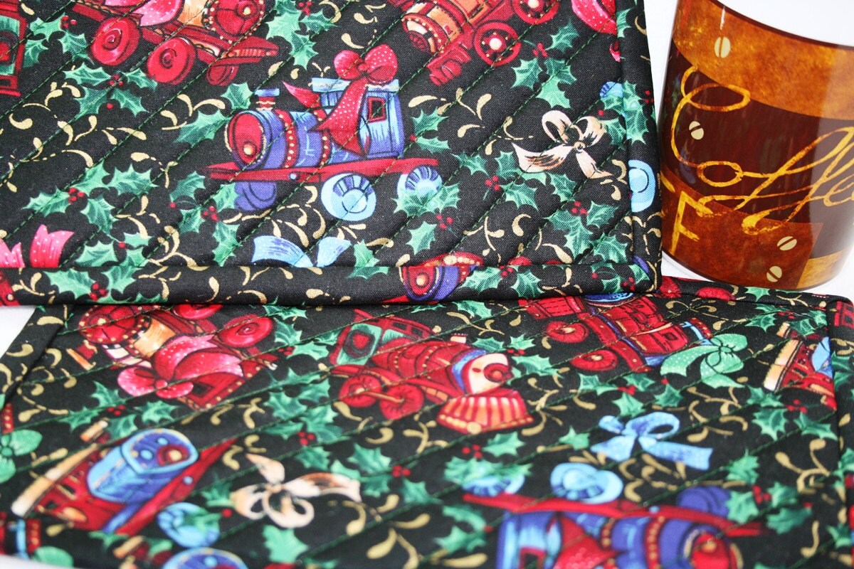 Christmas Trains Mug Rug Table Mat Placemat Large Coaster - Etsy